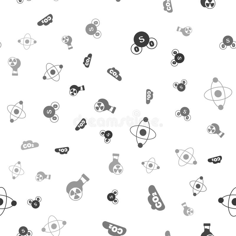 Set Sulfur Dioxide SO2, CO2 Emissions in Cloud, Atom and Test Tube with ...