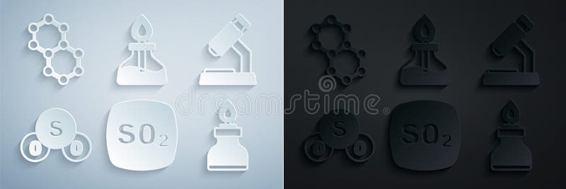 Set Sulfur Dioxide SO2, Microscope, Alcohol or Spirit Burner, and ...