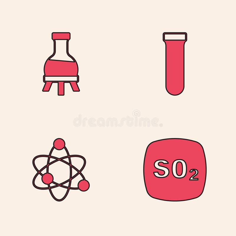 Set Sulfur Dioxide SO2, Test Tube, and Atom Icon. Vector Stock Vector ...
