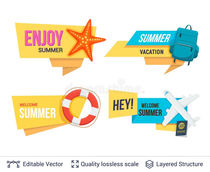 Set of Summer Badges Isolated on White. Stock Vector - Illustration of ...