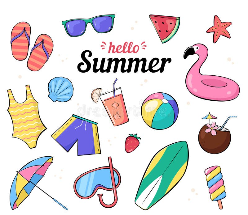 Summer objects set stock vector. Illustration of board - 273257733