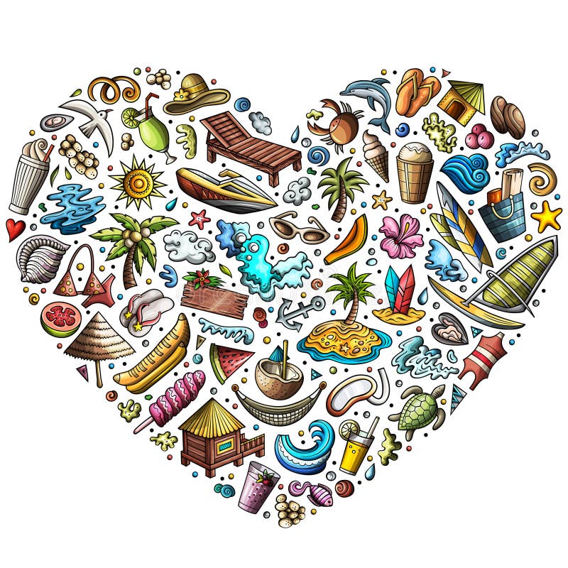 Beach Cartoon Doodle Objects Stock Illustrations – 1,448 Beach Cartoon ...