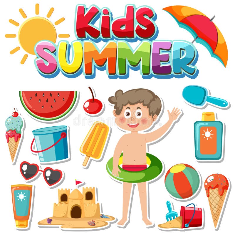 Set of Summer Beach Objects Stock Vector - Illustration of ocean, cute ...