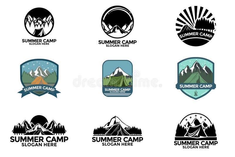 Set of Summer Camp Logo Badges, Camp Logo Design Vector Collections ...