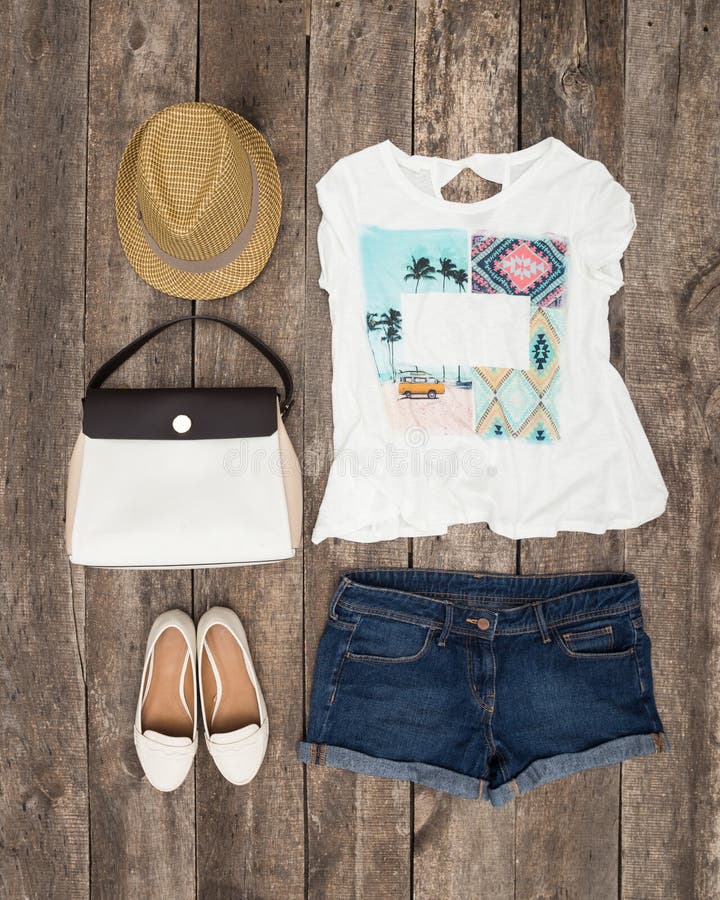 Set of summer clothes stock photo. Image of shoe, cotton - 58846624