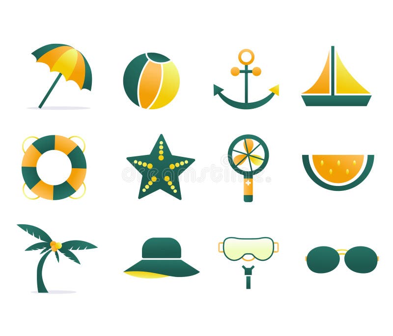 Set of Summer Elements. Summer Icon. Beach Icon Set. Vector Stock ...