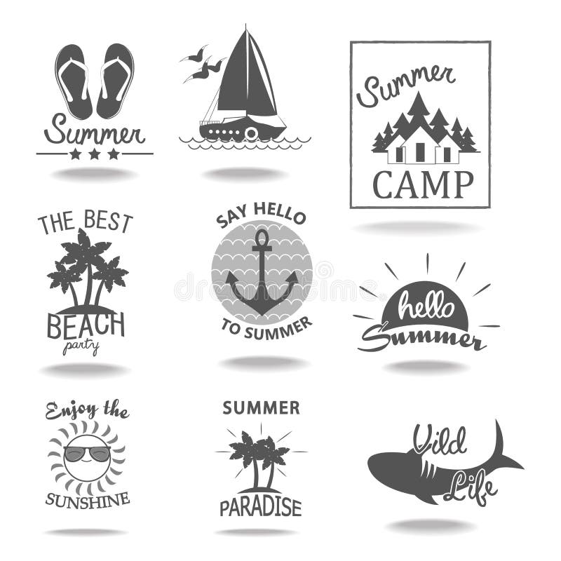 Set of Summer Emblems and Design Elements Stock Vector - Illustration ...