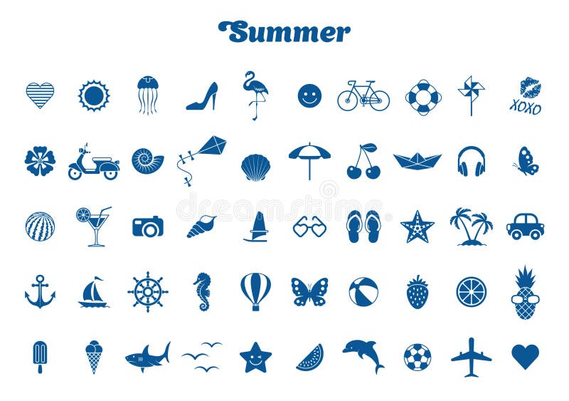 Set of 50 Summer Icons. Vector Illustration Stock Vector - Illustration ...