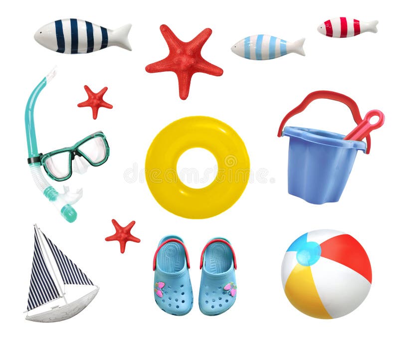 Set of Summer Items Isolated. Child S Beach Staff Stock Image - Image ...