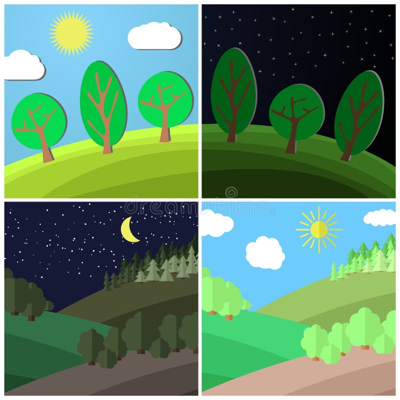 Vector Cartoon Illustration Of A Forest Clearing S Stock Vector ...