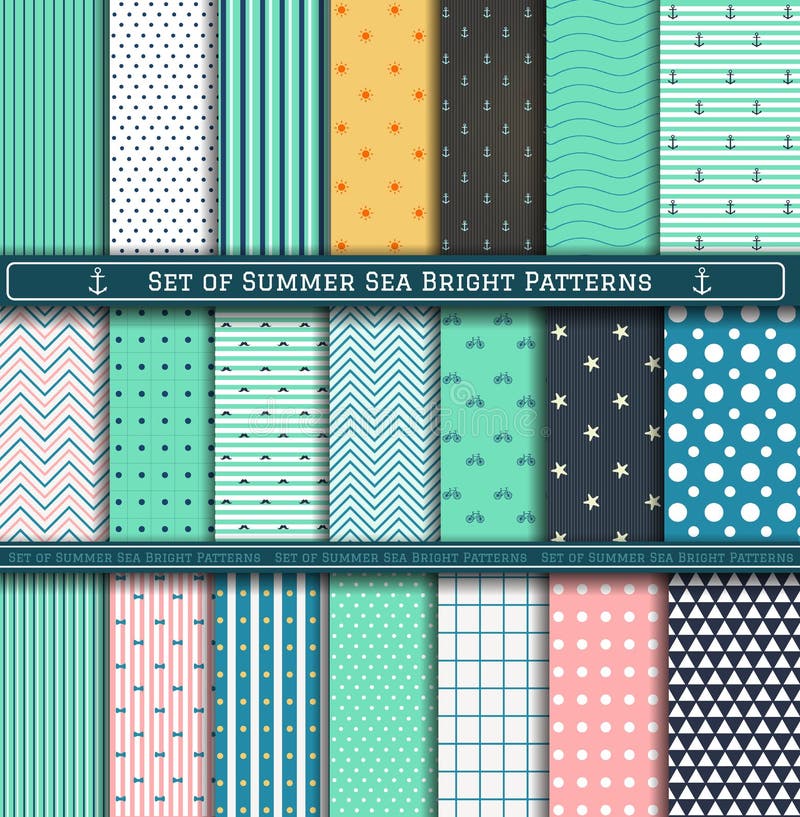 Set of Summer Pattern stock vector. Illustration of decoration - 56172969