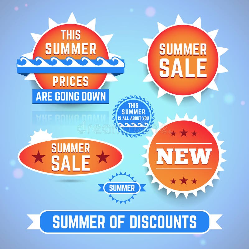 Set of Summer Promo Labels. Stock Illustration - Illustration of shape ...