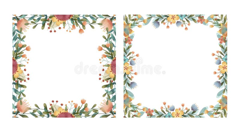 Set of Summer, Spring, Easter, Birthday or Wedding Square Frame with ...