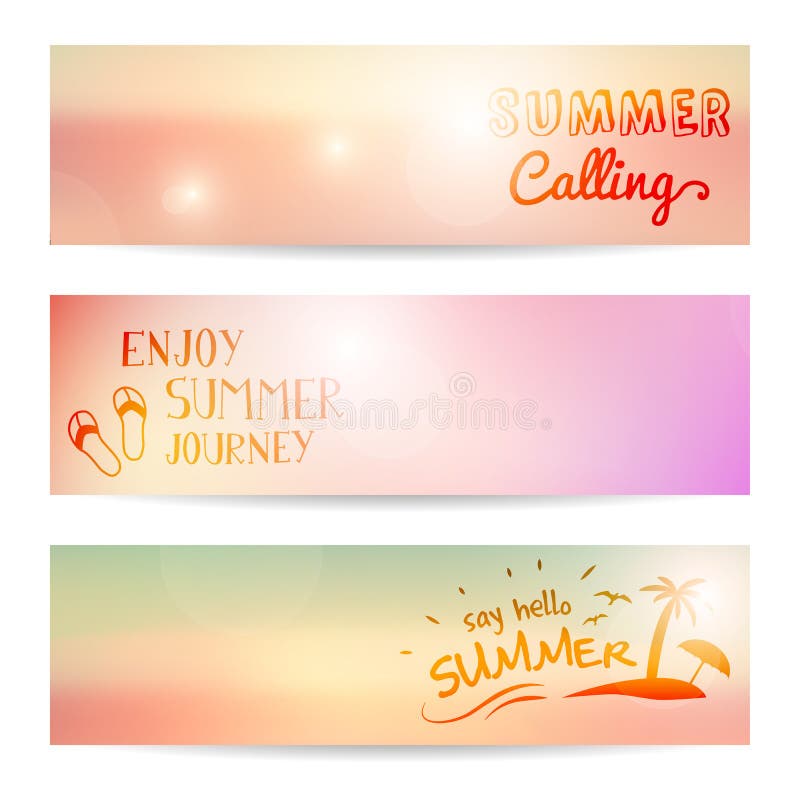 Set Of Summer Sunset Banner Stock Vector - Illustration of calligraphic ...