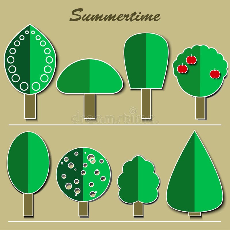 Set of summer trees stock vector. Illustration of leaves - 61236096