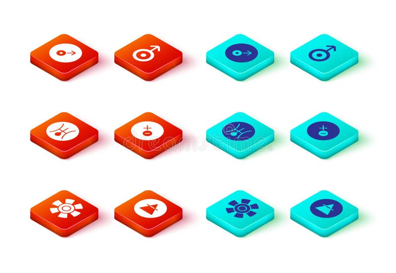 Set Sun, Air Element, Symbol Uranus, Venus Symbol, and Mars Icon ...