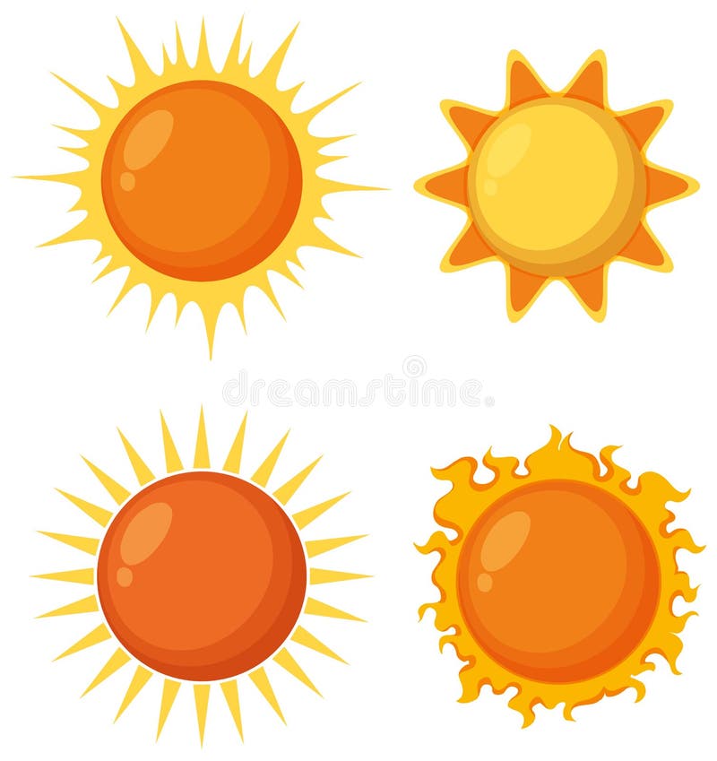 Set of sun cartoon style stock vector. Illustration of isolated - 261653237