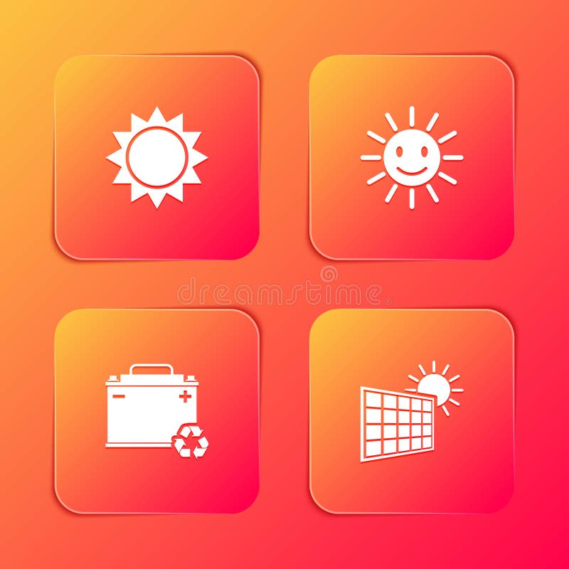Set Sun, Cute Sun with Smile, Car Battery Recycle and Solar Energy ...
