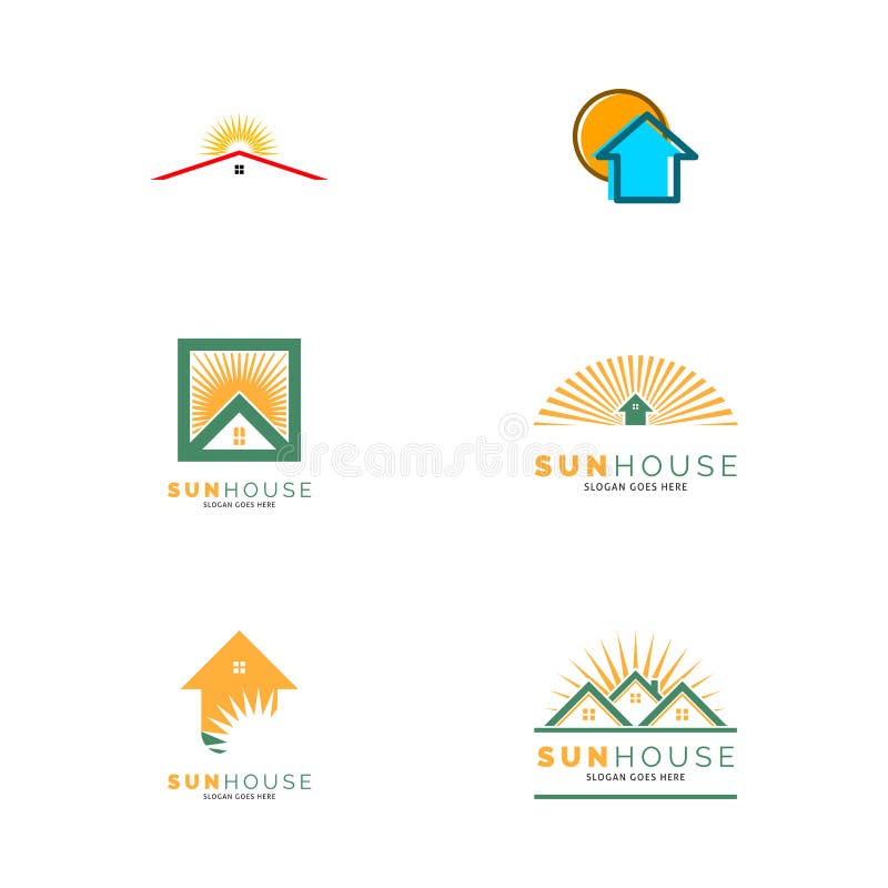 Set of Sun House Icon Vector Logo Template Illustration Design Stock ...