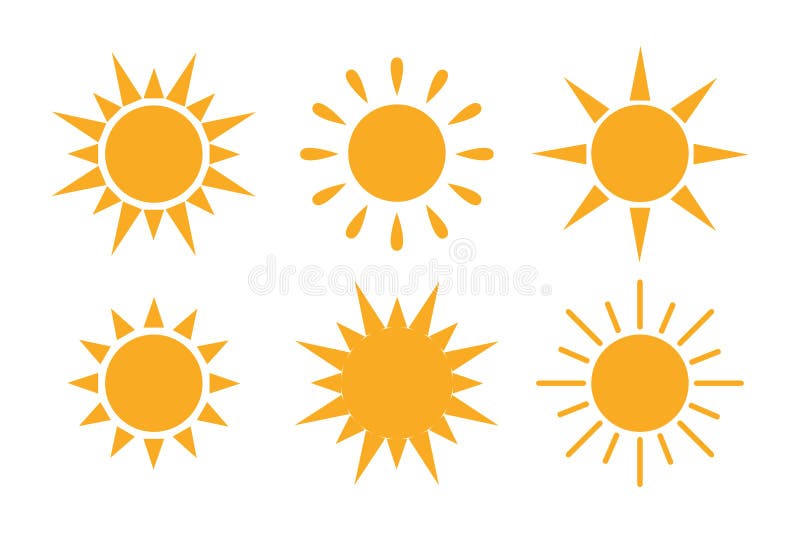 Set of Sun Icons. Vector Illustration in Flat Style Stock Illustration ...