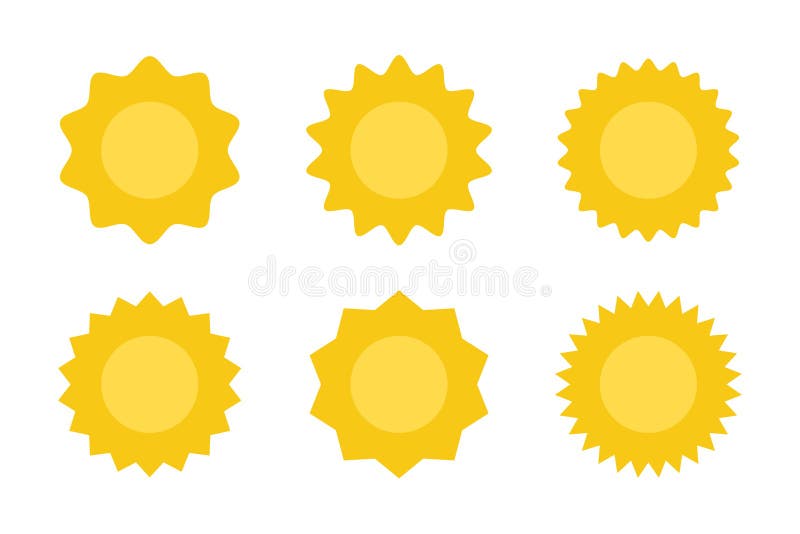 Set Sun Icons. Yellow Sun Star Icons Collection Stock Vector ...