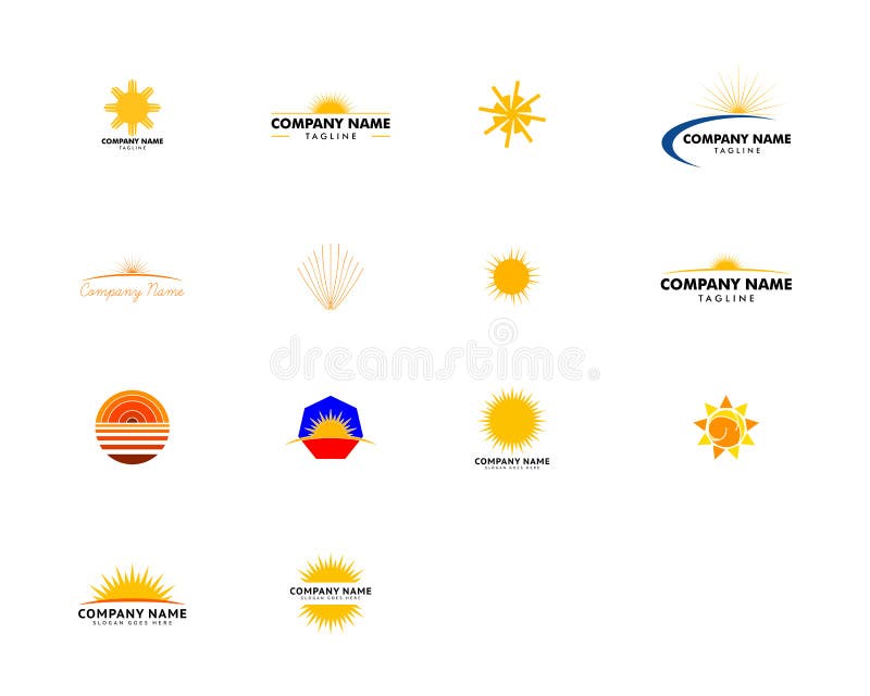 Set of Sun Logo Design Template Vector Stock Vector - Illustration of ...