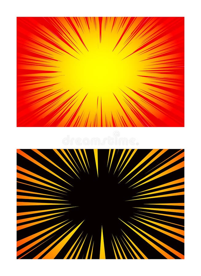 Set of Sun Rays or Explosion Boom for Comic Books Radial Background ...
