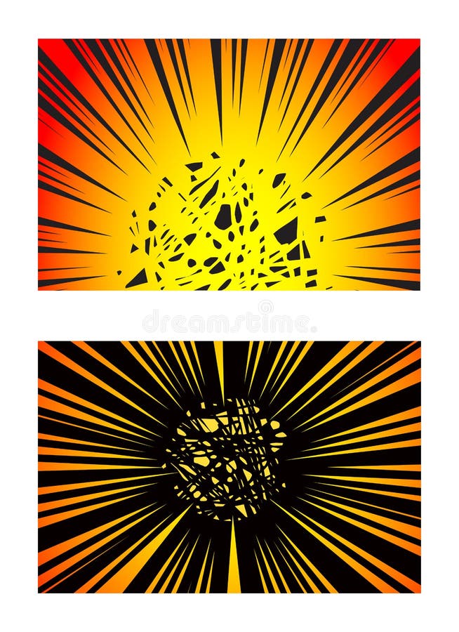 Set of Sun Rays or Explosion Boom for Comic Books Radial Background ...