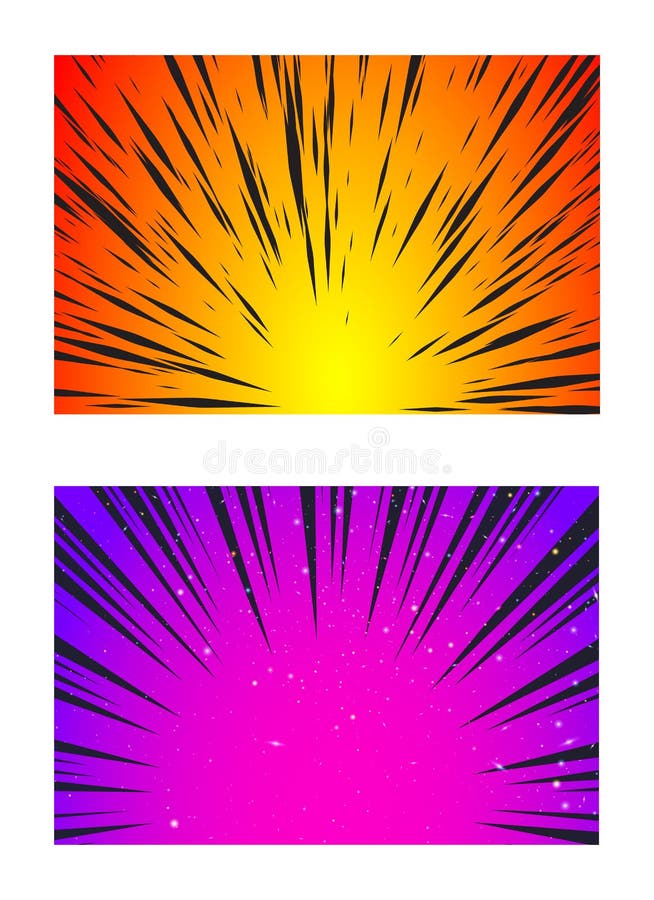 Set of Sun Rays or Explosion Boom for Comic Books Radial Background ...