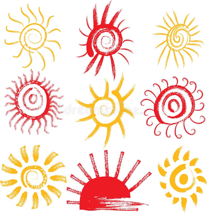 Set of sun signs stock vector. Illustration of stroke - 31935678