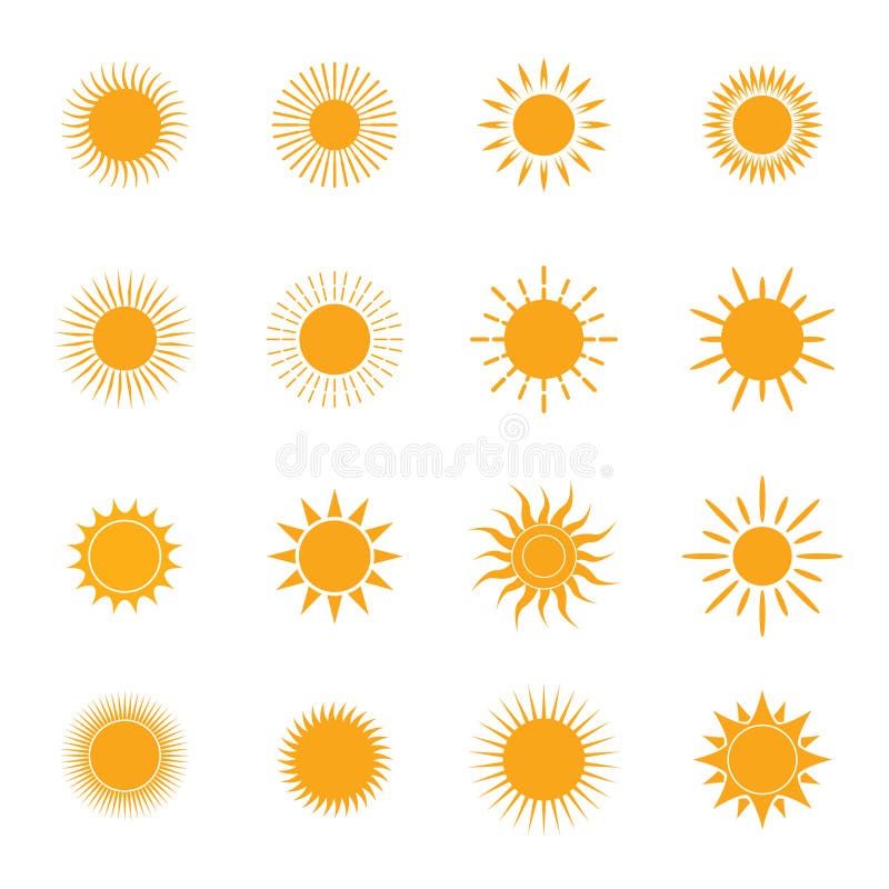 Set of Sun symbol stock illustration. Illustration of sunlight - 49073529