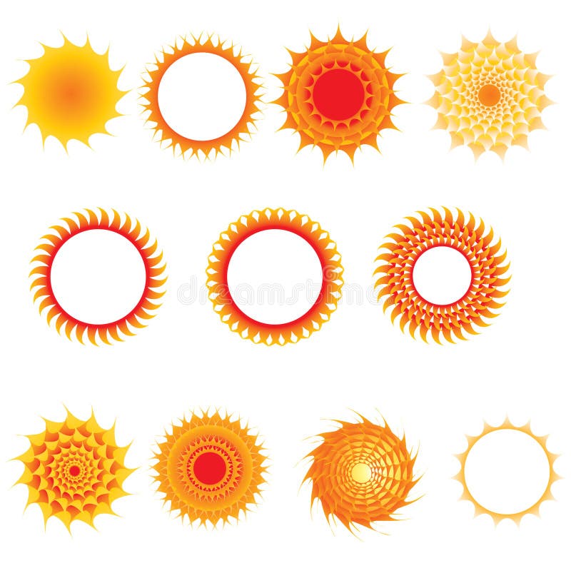 Set of Sun Symbols Set of Sun Symbols Stock Vector - Illustration of ...