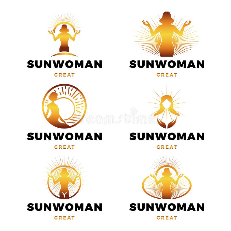 Set of Sun Woman Icon Logo Design Template Stock Vector - Illustration ...