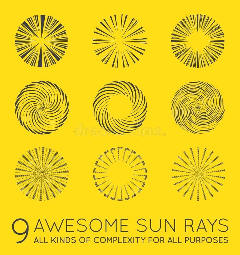 Set of Sunburst Vector Rays of Sun Stock Vector - Illustration of star ...