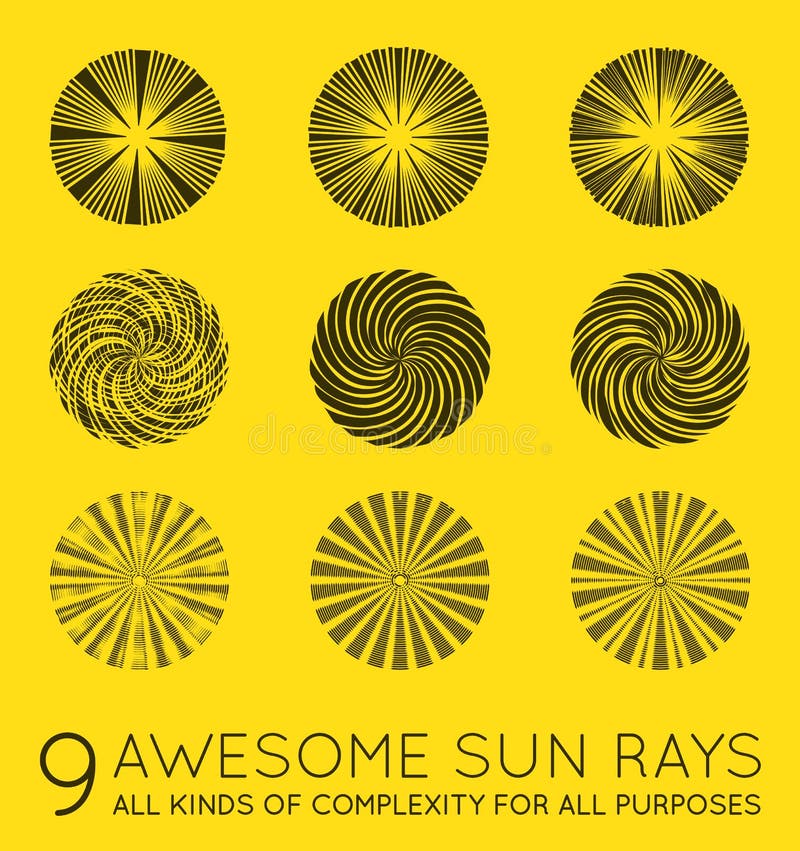 Set of Sunburst Vector Rays of Sun Stock Vector - Illustration of beam ...