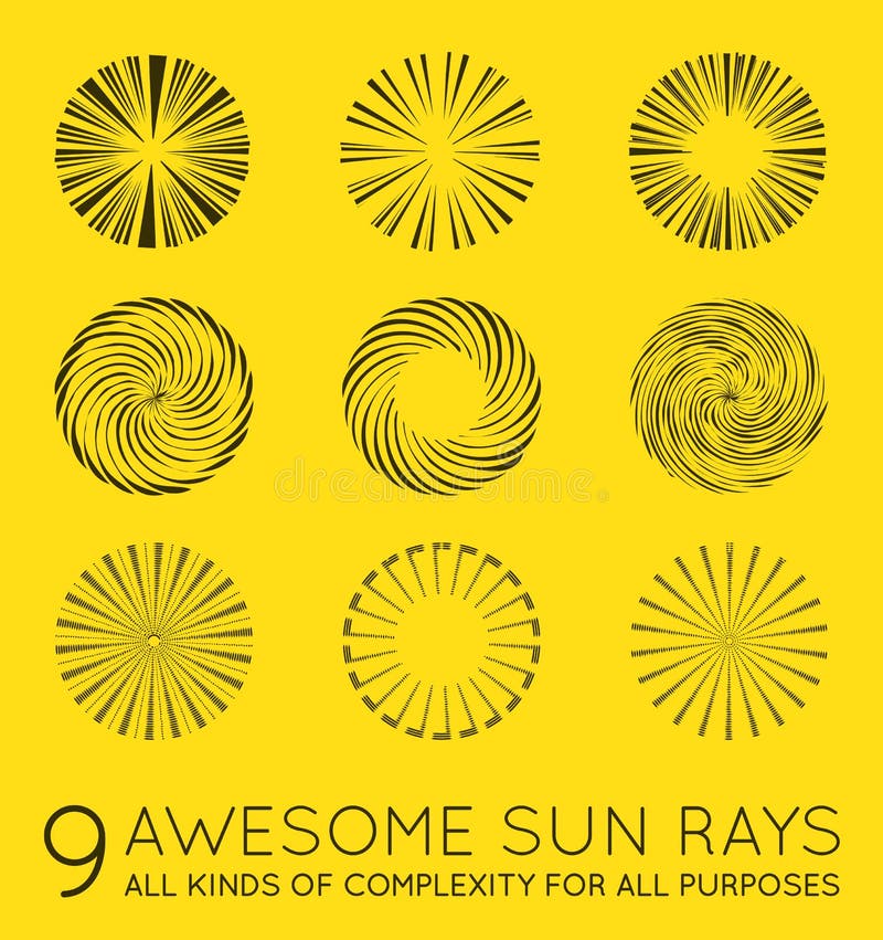 Set of Sunburst Vector Rays of Sun Stock Vector - Illustration of light ...