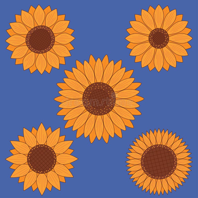 Set of Sunflower Plant Vector Flat Icons Stock Vector - Illustration of ...