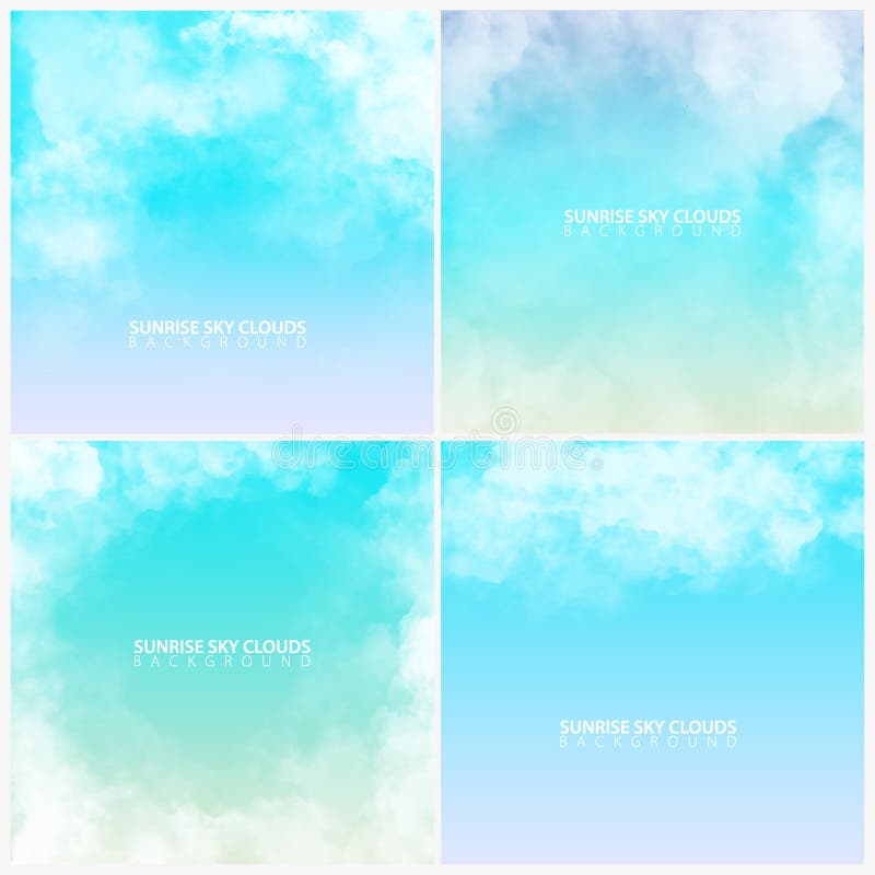 Set of Sunrise Morning Sky with White Realistic Clouds. Vector ...