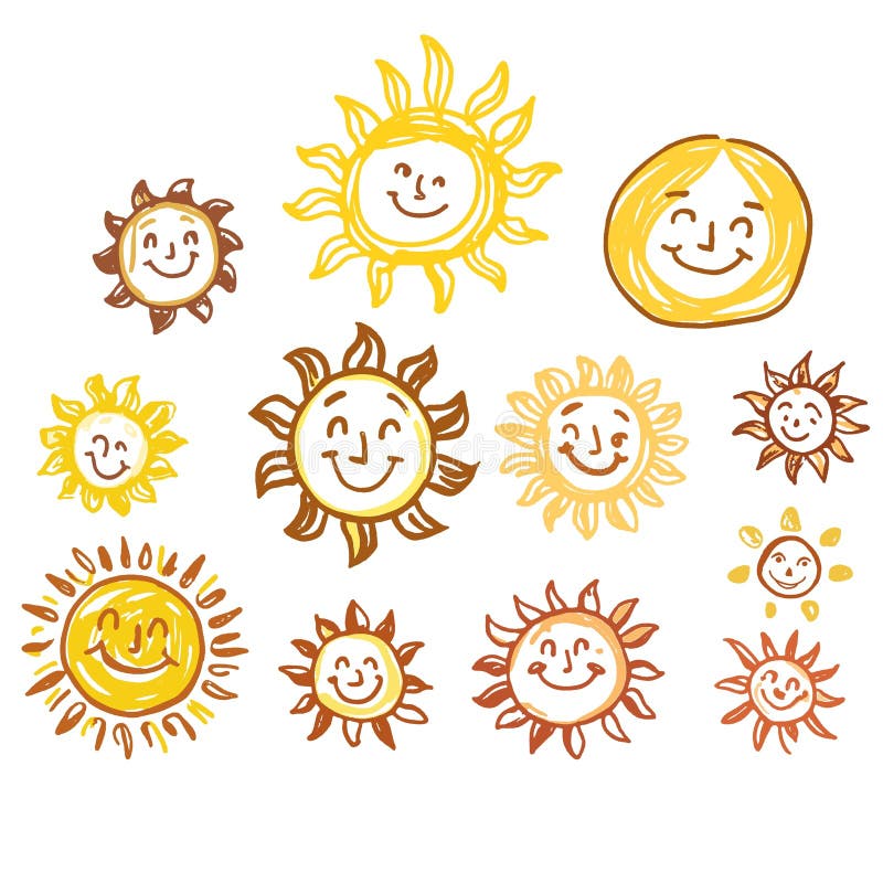 Set of Suns. Flat, Yellow, Collection of Suns and Shades Stock ...