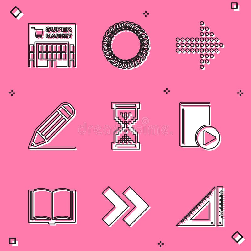 Set Supermarket Building, Laurel Wreath, Dots Arrow, Pencil and Line ... Set Supermarket Building, Laurel Wreath, Dots Arrow, Pencil and Line ...