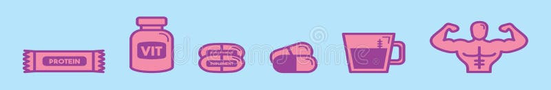 Set of Supplements Cartoon Icon Design Template with Various Models ...