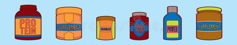 Set of Supplements Cartoon Icon Design Template with Various Models ...
