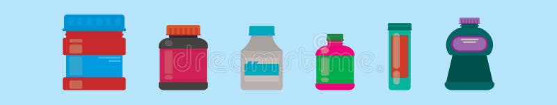 Set of Supplements Cartoon Icon Design Template with Various Models ...