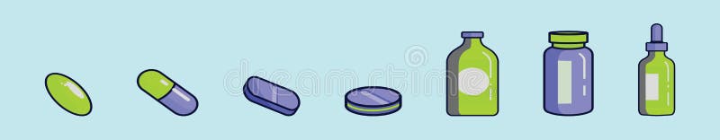 Set of Supplements Cartoon Icon Design Template with Various Models ...