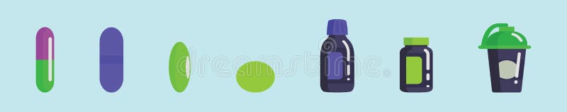 Set of Supplements Cartoon Icon Design Template with Various Models ...