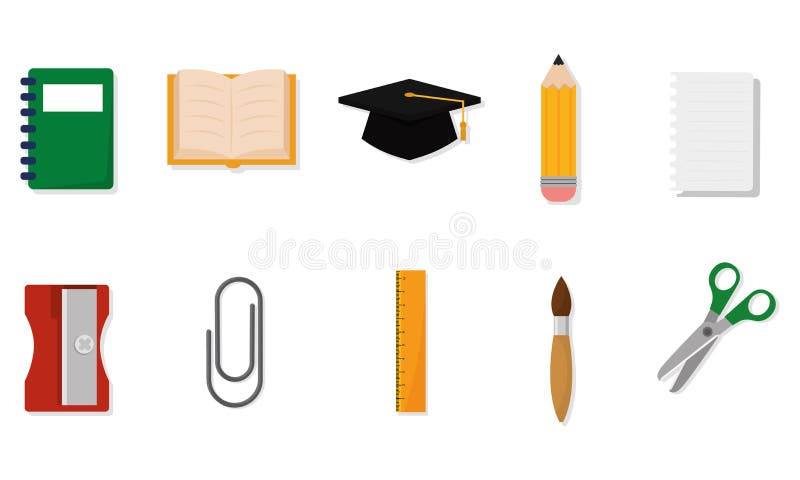 Set Supplies School Vector Illustration Stock Vector - Illustration of ...