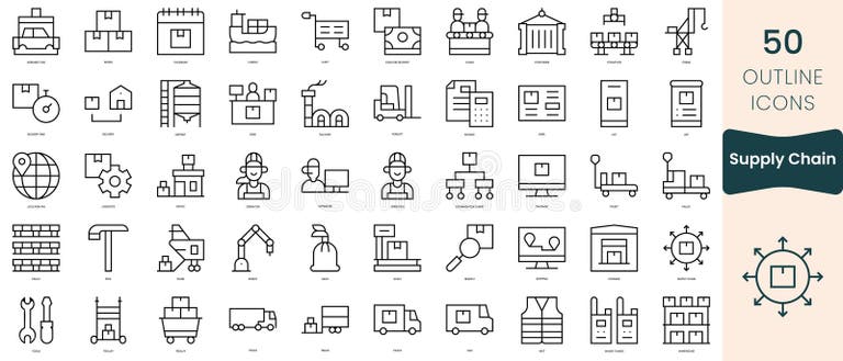 Set of Supply Chain Icons. Thin Linear Style Icons Pack Ilustração do ...