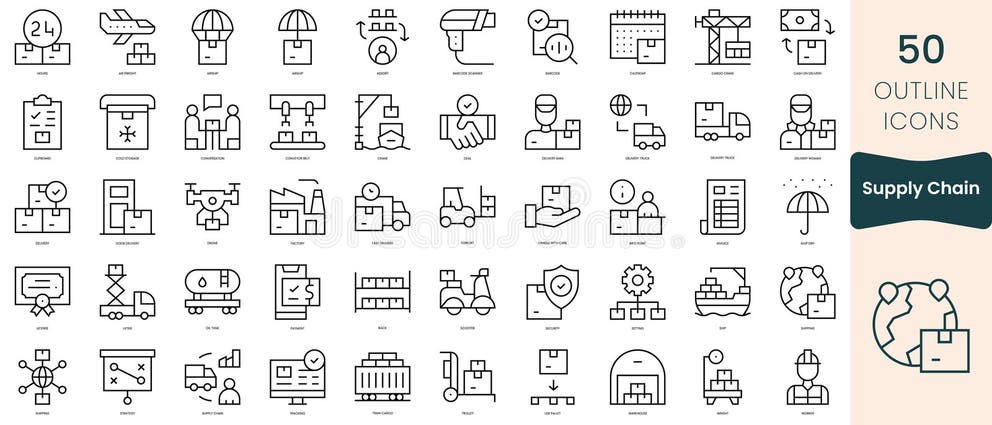 Set of Supply Chain Icons. Thin Linear Style Icons Pack Stock Vector ...