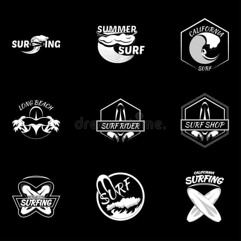 Set. Surfing Logo Vector Illustration Stock Vector - Illustration of ...