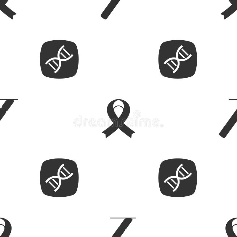 Set Surgery Scalpel, Awareness Ribbon and DNA Symbol on Seamless ...